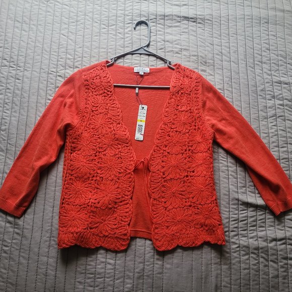 Joseph A | Sweaters | Joseph A Open Front Eyelet Sweater Womens Long ...